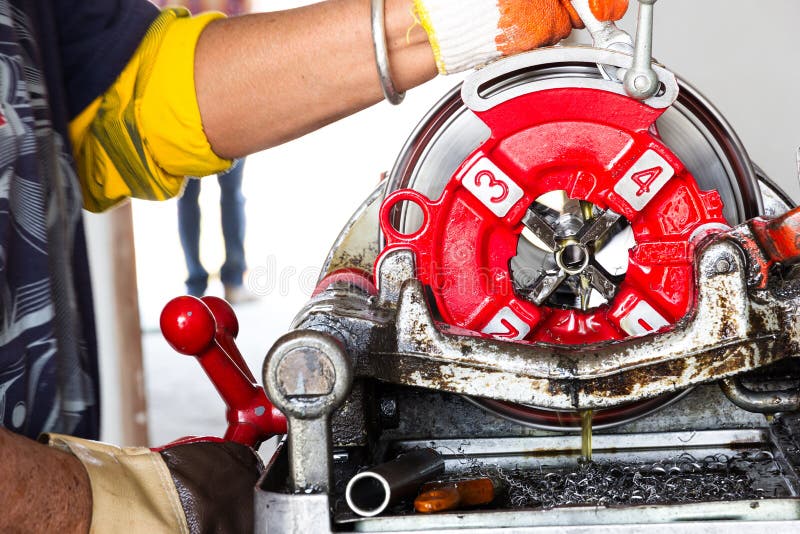 Pipe threading machine stock image. Image of plastic - 87711177