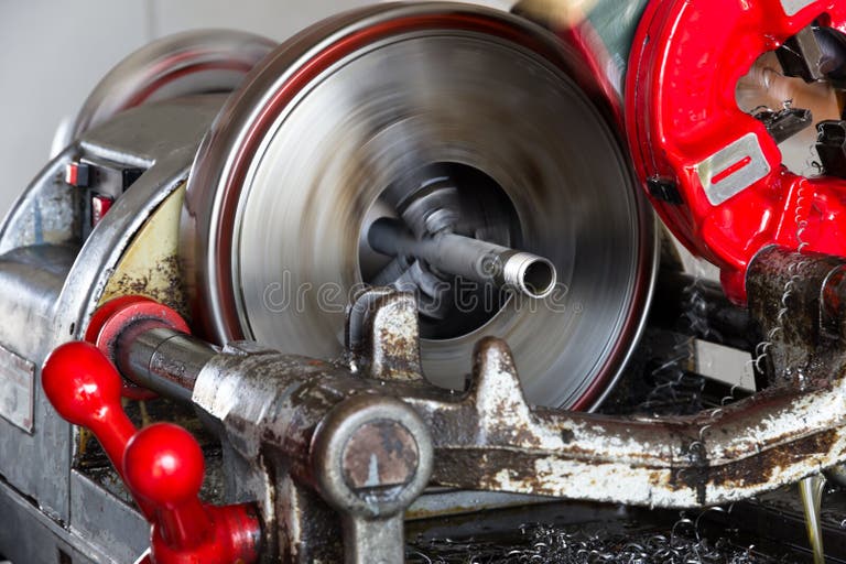 Pipe threading machine stock photo. Image of group, clean - 87711298