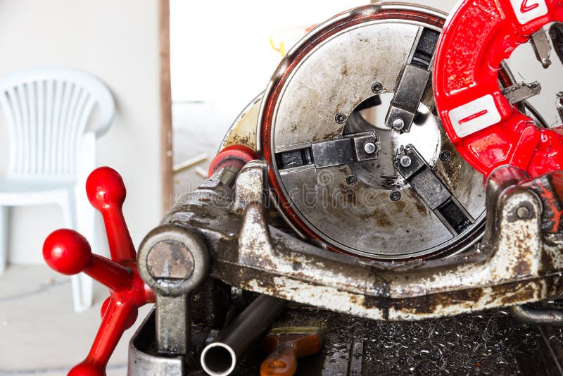 Pipe threading machine stock photo. Image of industrial - 87711412