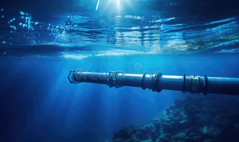 An Underwater Pipe in the Vast Ocean Depths Stock Illustration ...