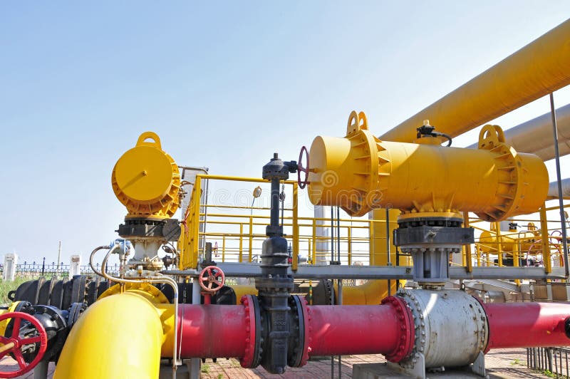 The Pipe and Valve Oil Fields Stock Illustration - Illustration of ...