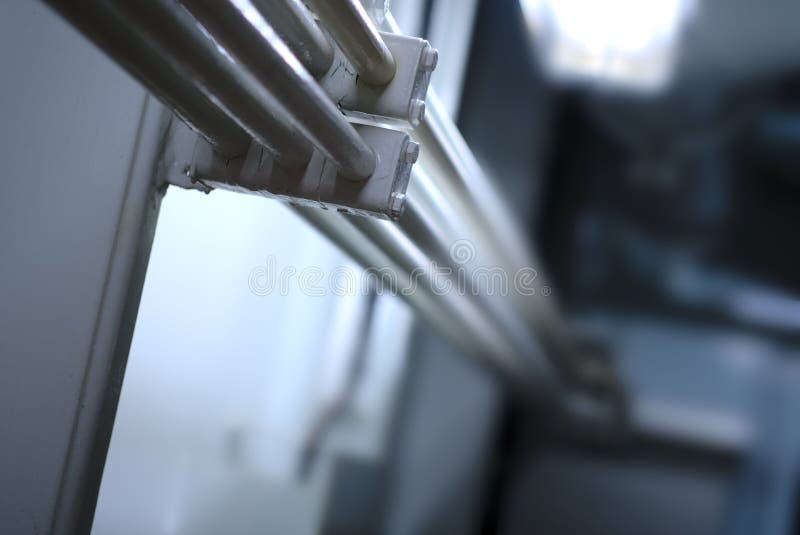 Industrial Piping and Valves. Modern Ship Interior Stock Image - Image ...