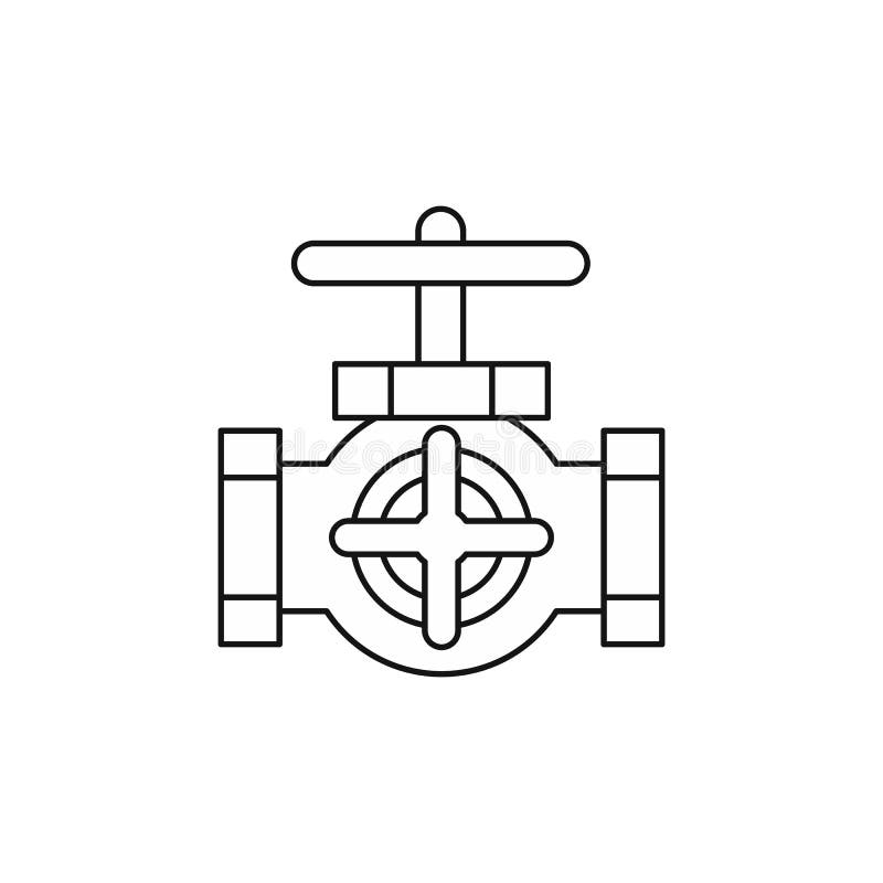 Pipe with a Valves Icon, Outline Style Stock Vector - Illustration of ...