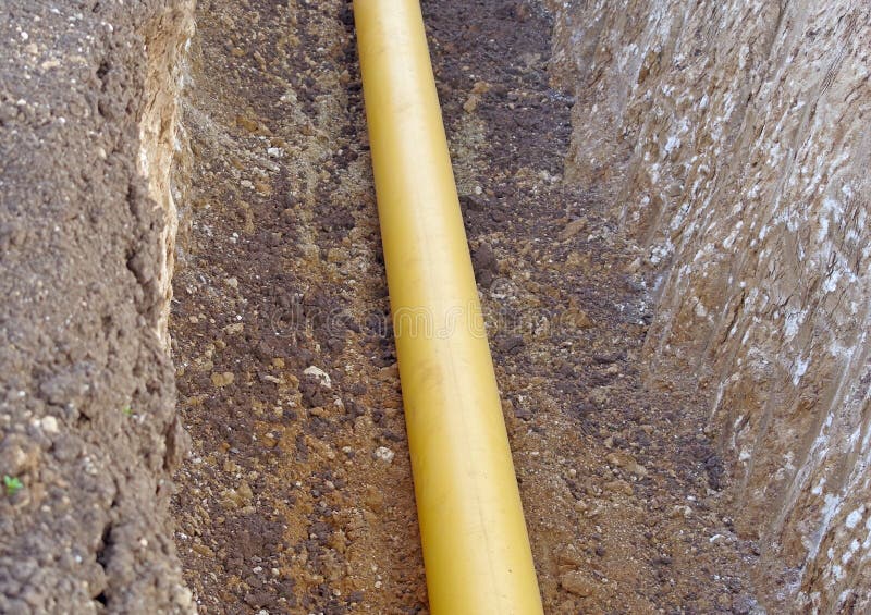 Pipe for water in a trench stock image. Image of excavation - 136386795