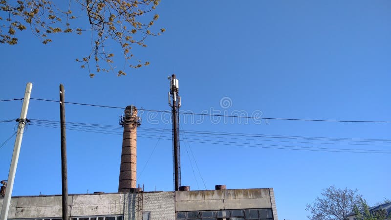 A Pipe on Which There are Many Repeaters of Mobile Communications Stock ...