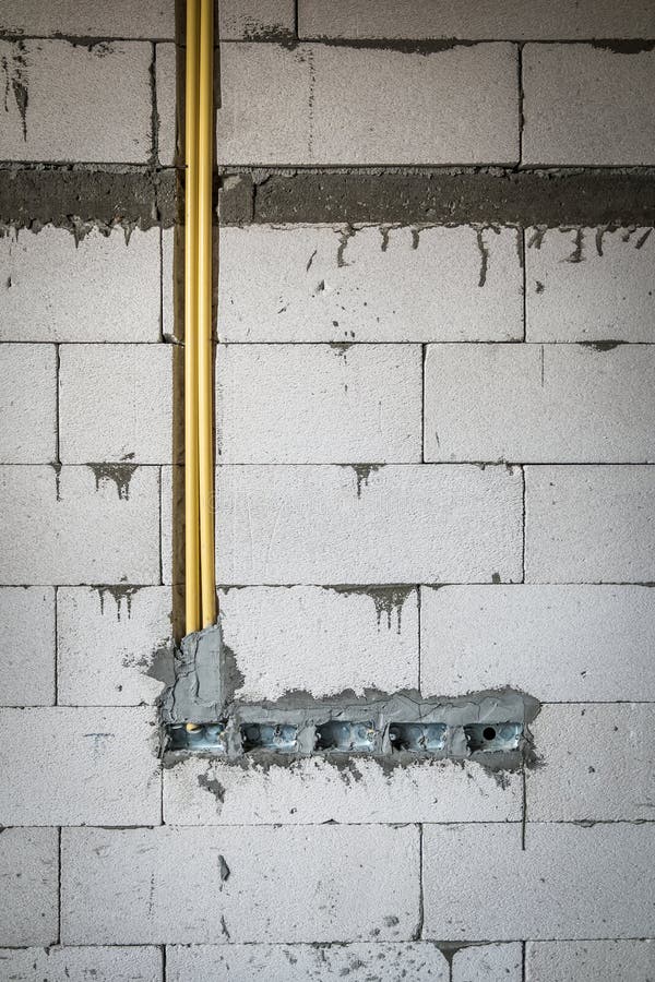 Pipe for wire in the wall stock image. Image of project - 40385883