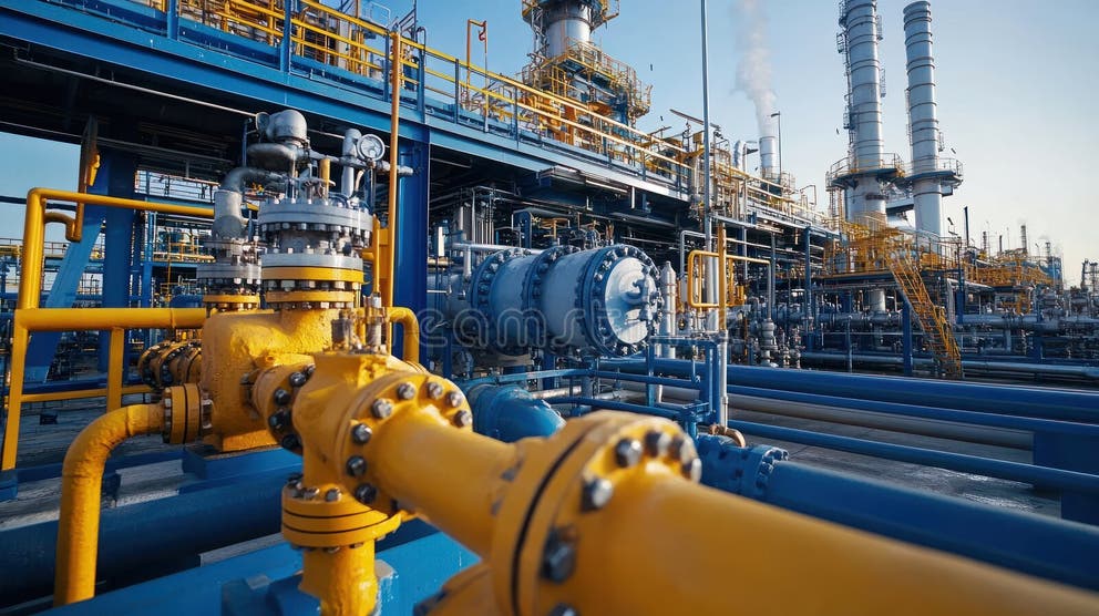 Pipe Work and Exhaust Stack at Offshore Oil and Gas Central Processing ...