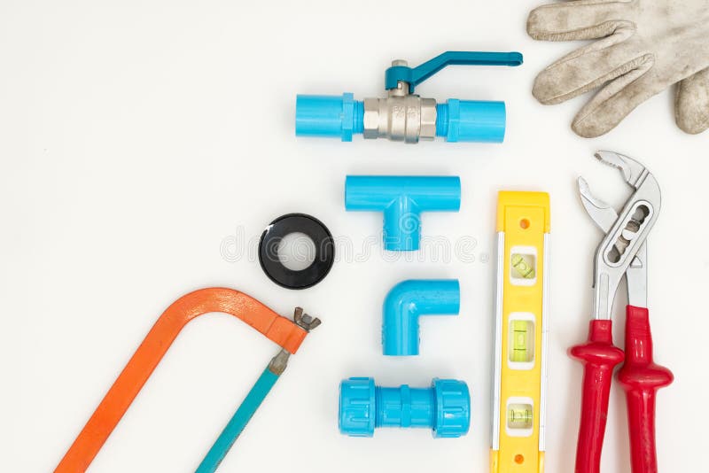 Pipe Work Tools Set on White Background Stock Image - Image of metal ...