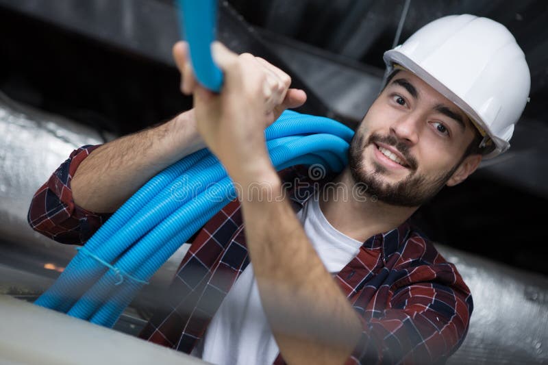 Pipe Worker Fix Problem in Construction Site Stock Image - Image of ...