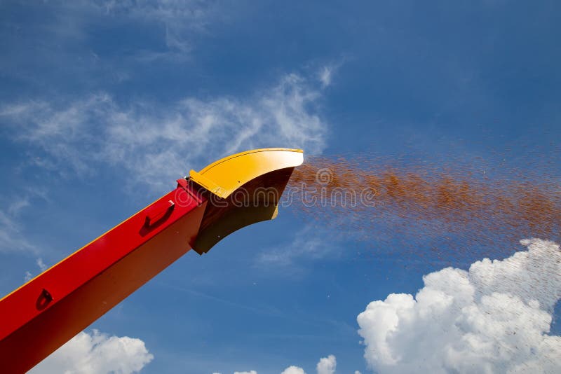 Pipe of Working Grain Cleaner Thrower Loader Machine Stock Image ...