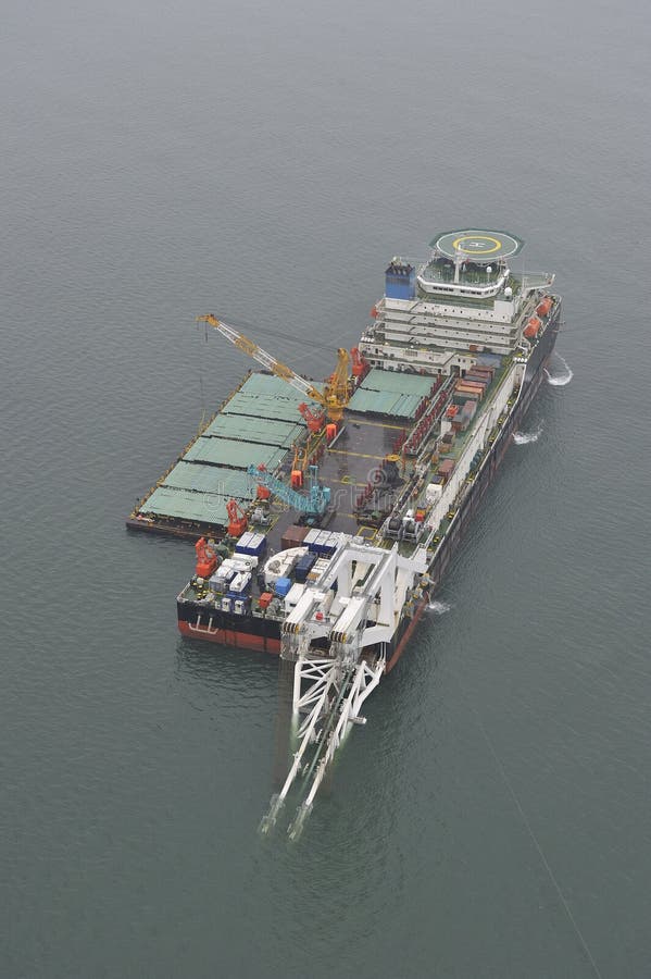 Pipelaying barge stock photo. Image of cargo, container - 57888540
