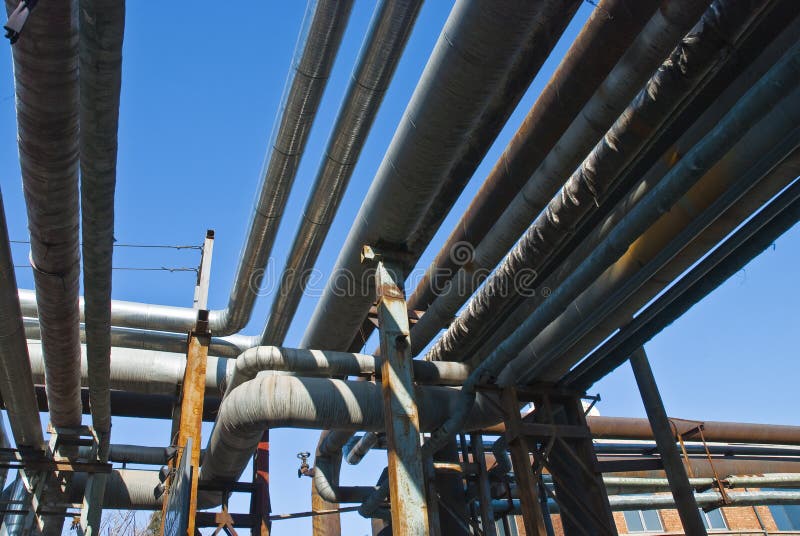 Two Water Pipes Overlap Under the Sky Stock Image - Image of iron ...