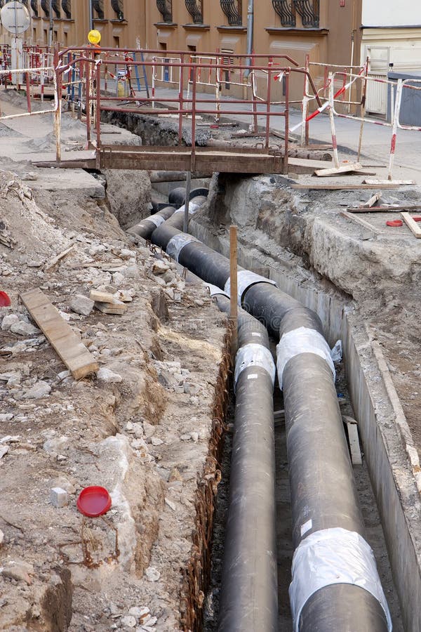 Pipeline stock photo. Image of pipe, street, line, ditch - 13739304