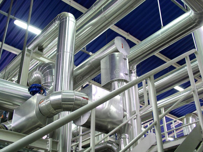 Wire-frame Computer Cad Design of Pipelines Modern Industrial Stock ...