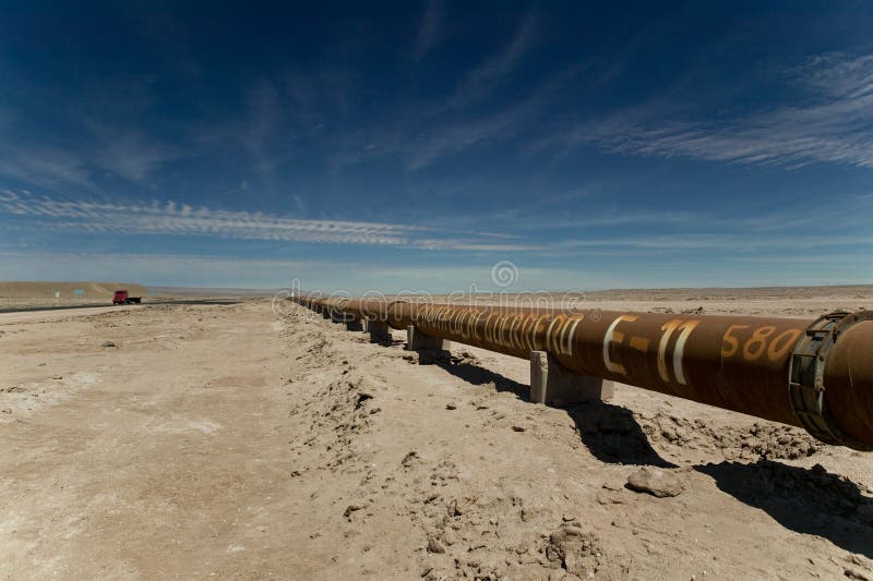 Pipeline through Atacama Desert Stock Image - Image of brown ...