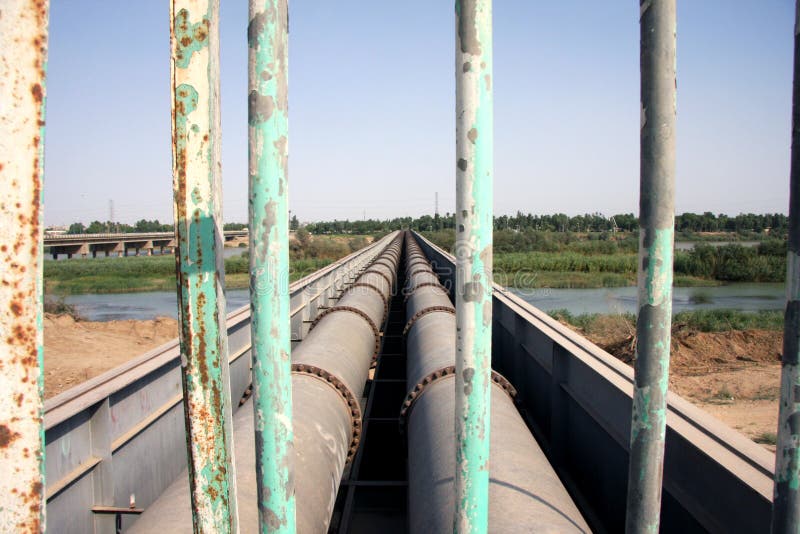 Pipeline bridge in ahwaz stock photo. Image of pipeline - 124266184