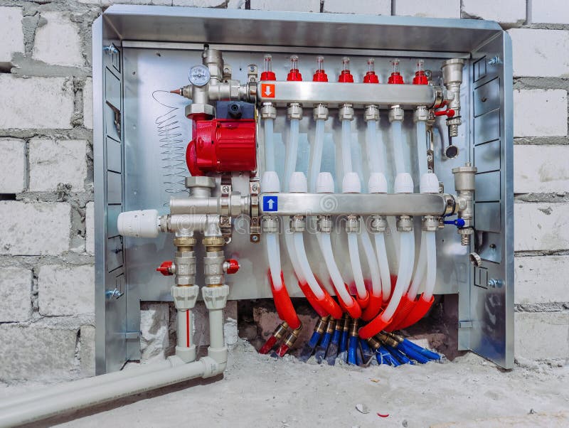 Pipeline Connection of Modern Heating System Stock Image - Image of ...