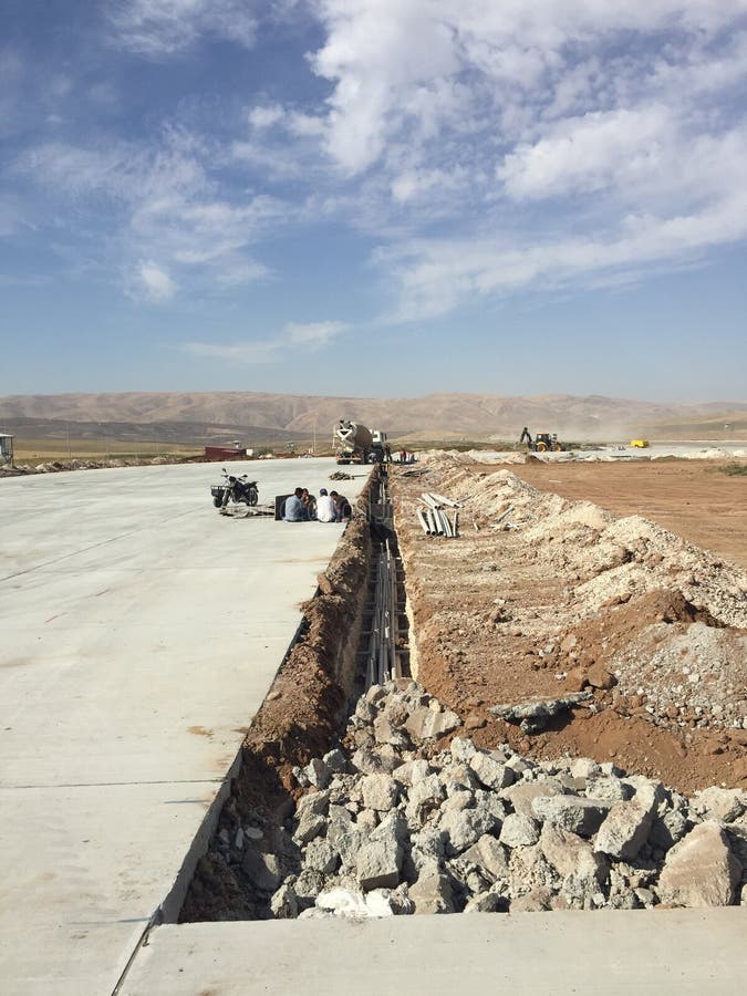 Pipeline Construction in an Empty Great Plain Stock Photo - Image of ...