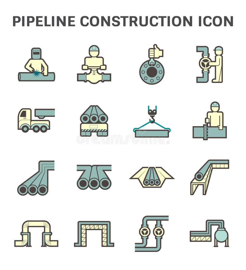 Pipeline construction icon stock vector. Illustration of plant - 96593424