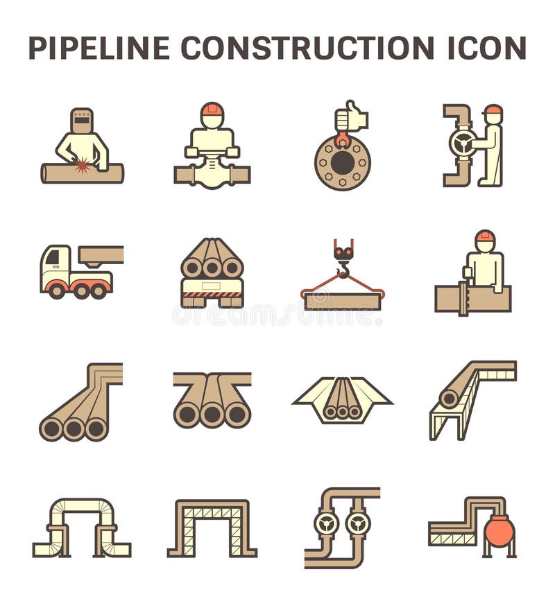 Pipeline construction icon stock vector. Illustration of plant - 96593424