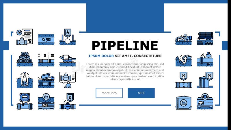 Pipeline Construction Landing Header Vector Stock Vector - Illustration ...