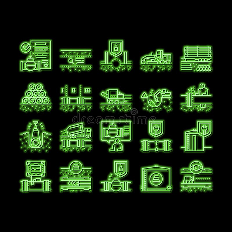 Pipeline Construction Neon Glow Icon Illustration Stock Vector ...