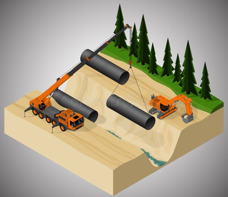 Pipeline Construction Process. Stock Vector - Illustration of fuel ...