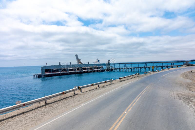Pipeline and Conveyor for Loading of Transport Ships Stock Image ...