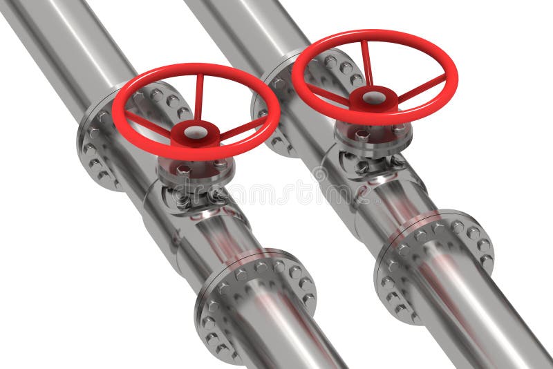 Pipeline Detail with Red Throttle Control Wheels Stock Illustration ...