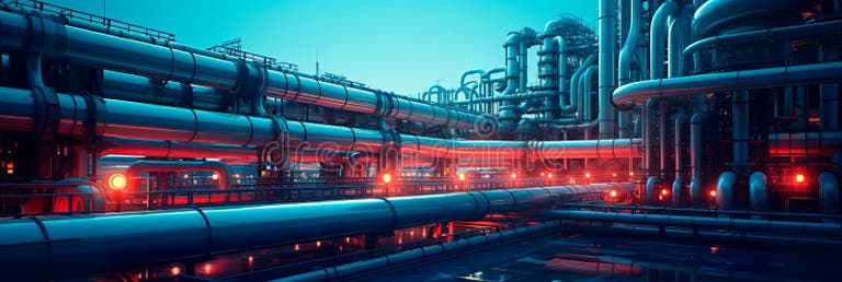 Pipeline Distribution Network in an Industrial Complex, Connecting ...