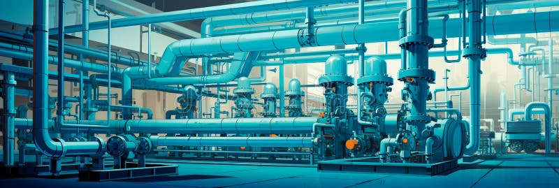 Pipeline Distribution Network in an Industrial Complex, Connecting ...