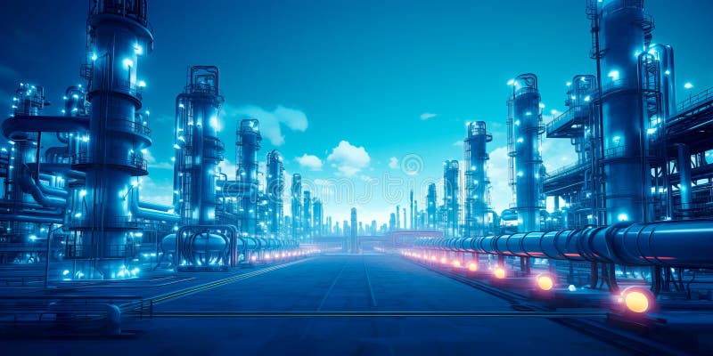 Pipeline Distribution Network in an Industrial Complex, Connecting ...