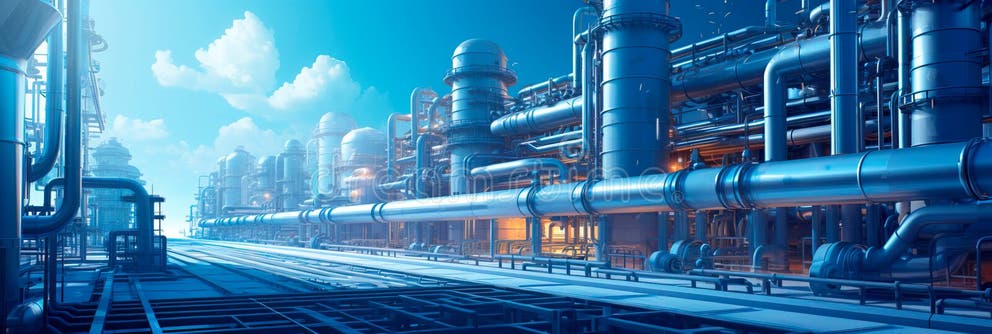 Pipeline Distribution Network in an Industrial Complex, Connecting ...