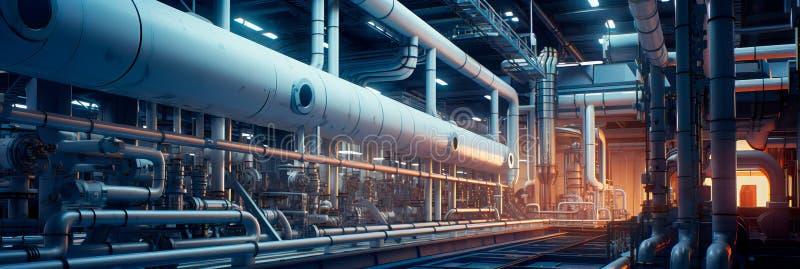 Pipeline Distribution Network in an Industrial Complex, Connecting ...