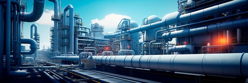 Pipeline Distribution Network in an Industrial Complex, Connecting ...