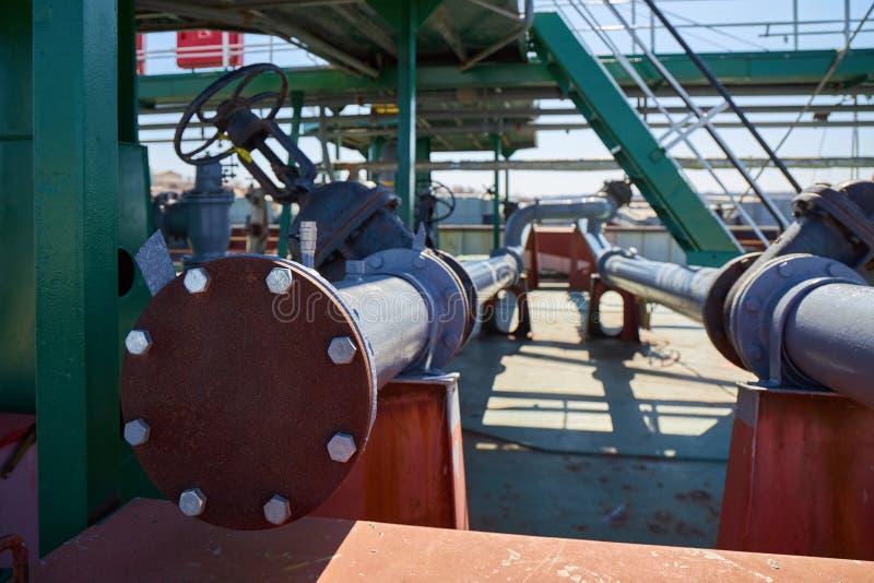 Pipeline for Loading Liquid Cargo on an Oil Tanker Stock Image - Image ...