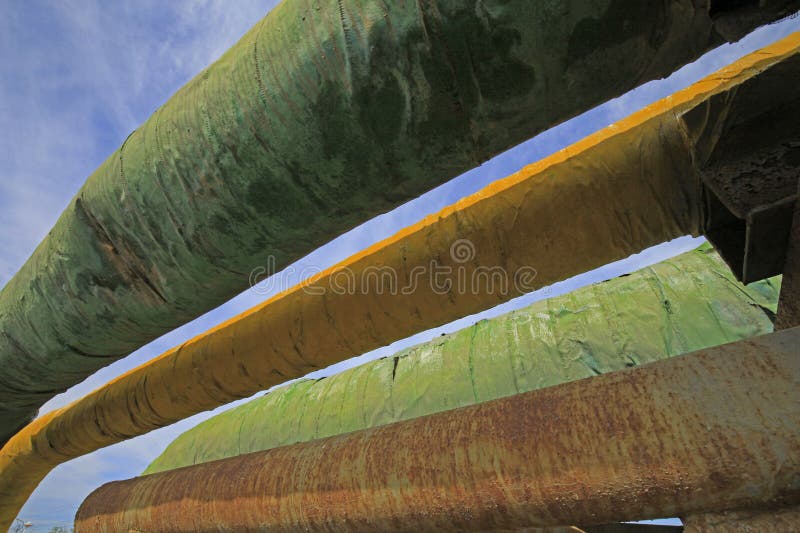 Pipeline of oil fields stock photo. Image of building - 273816036