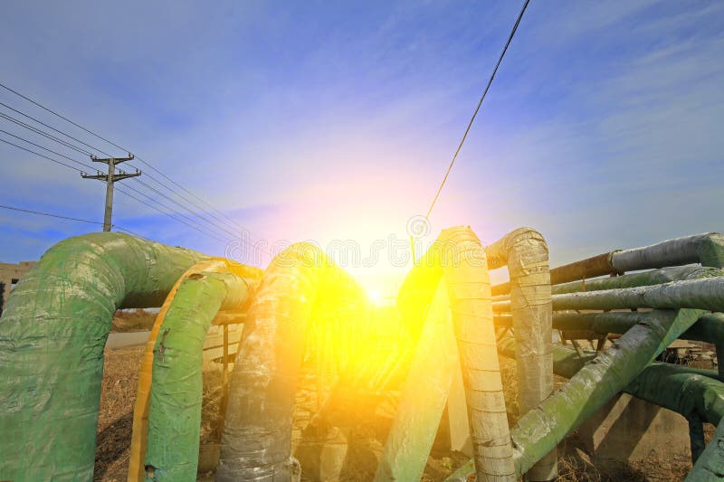 Pipeline of oil fields stock photo. Image of white, valve - 310486814