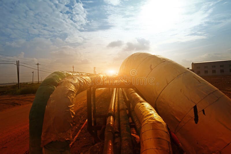 Pipeline of oil fields stock image. Image of engineering - 309133277