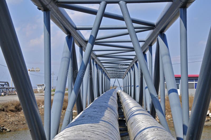 Pipeline of oil fields stock image. Image of engineering - 345208451
