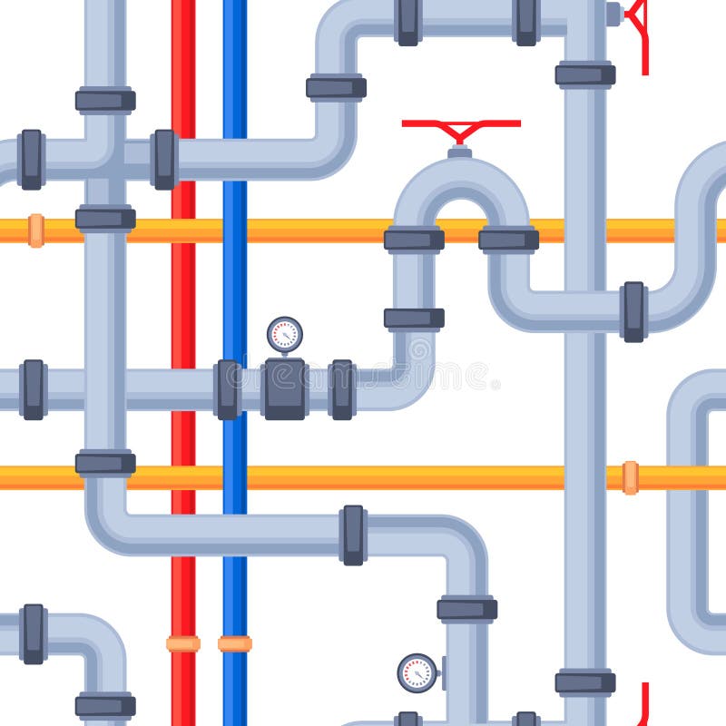Pipeline Pattern. Seamless Print with Water Pipe Details, Drainage ...