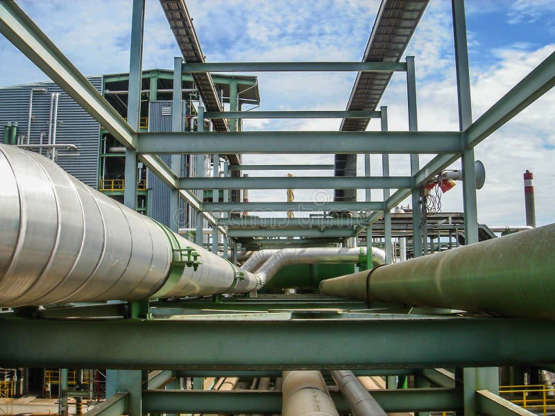 Pipeline on the Pipe Rack in Plant Stock Image - Image of petrochemical ...