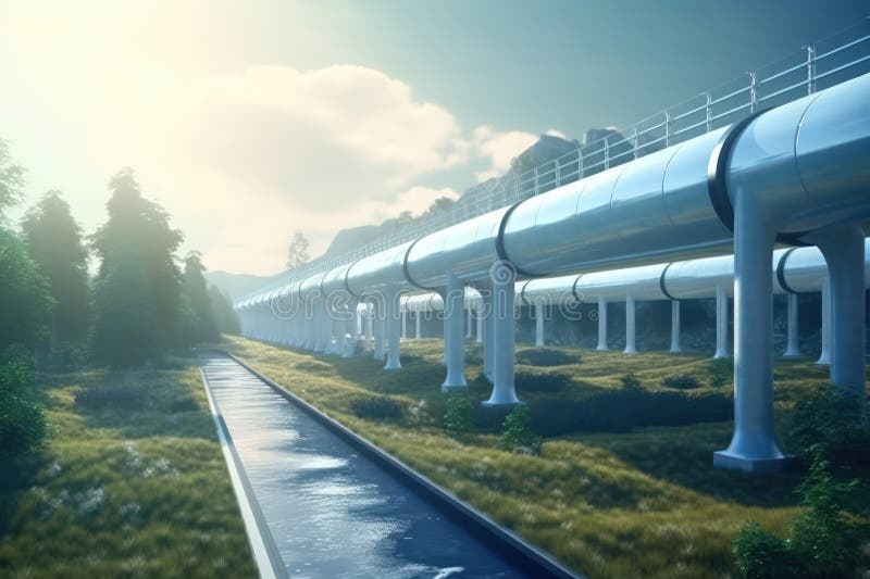 Pipeline, Transportation of Oil and Gas through Pipes. Stock ...