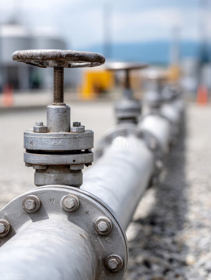 Pipeline with Valve in Industrial Setting, Shallow Focus. Stock Photo ...