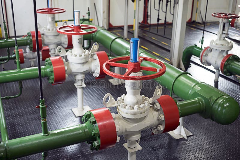 Pipeline Valves in Pump Station Stock Image - Image of pipe, fittings ...