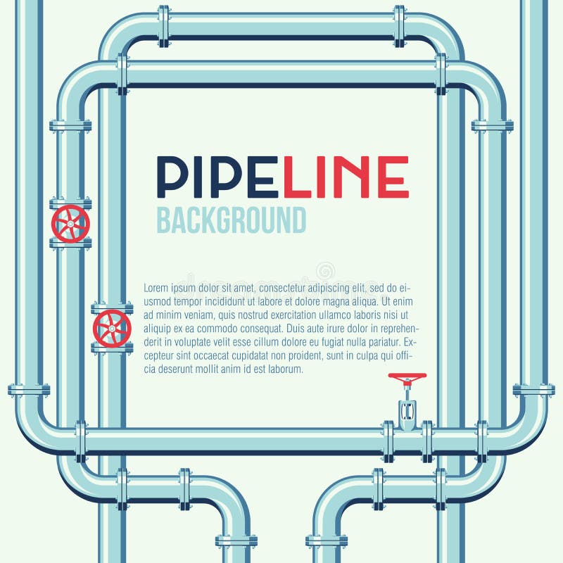 Gas Pipeline Vector Background in Flat Style. Pipes with Taps and ...