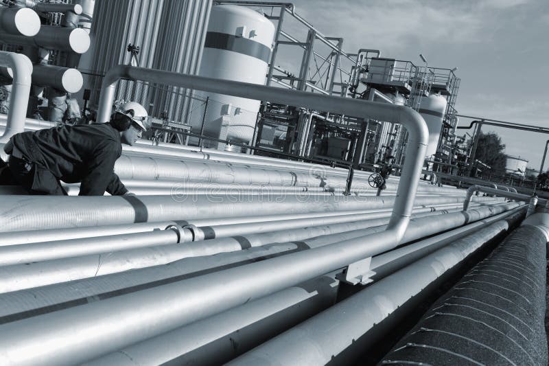 Pipelines and fuel-tanks stock photo. Image of environment - 7098566