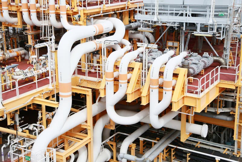 Pipelines on Oil and Gas Platform for Production, Oil and Gas Process ...