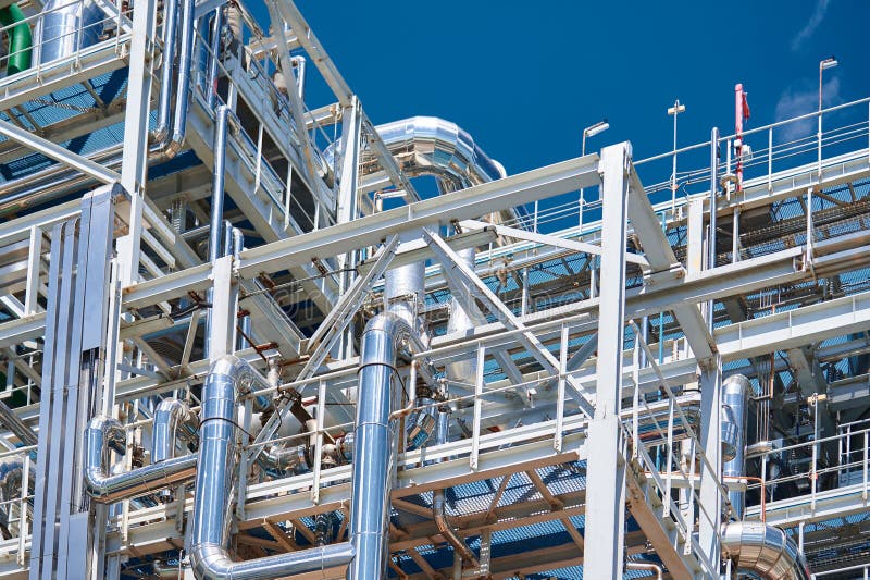 Pipelines and Structures of a Chemical Plant Under a Clear Blue Sky ...