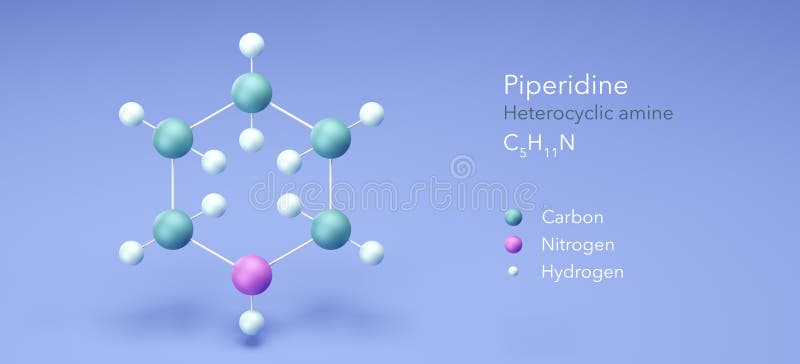 Piperidine Molecule, Molecular Structures, C5h11n, 3d Model, Structural ...